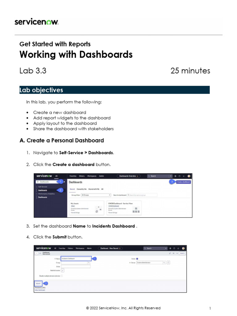 Create & Share ServiceNow Dashboards | PDF | Icon (Computing) | Cyberspace