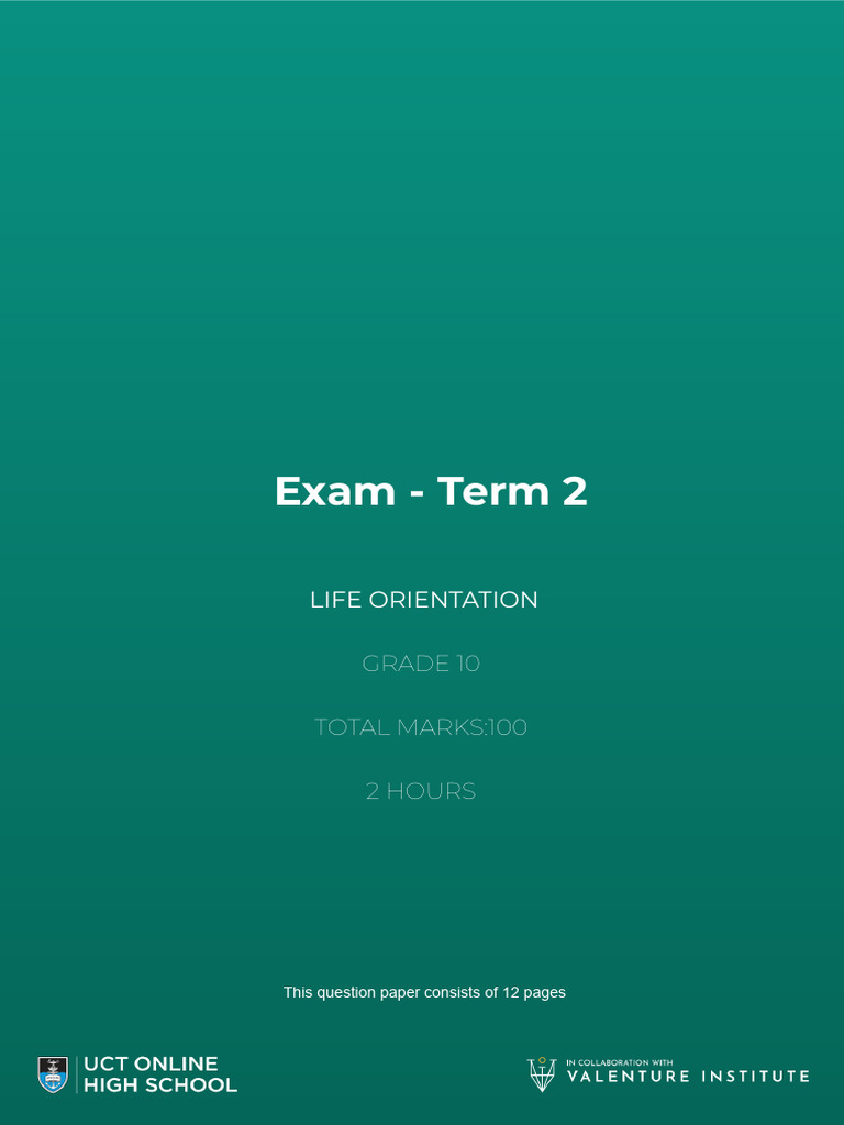 G10 - Life Orientation - Term 2 - Question Paper | PDF | Violence ...