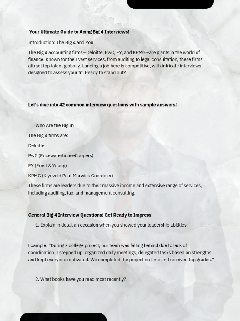 Acing Big 4 Accounting Interviews | PDF | Accounting | Business