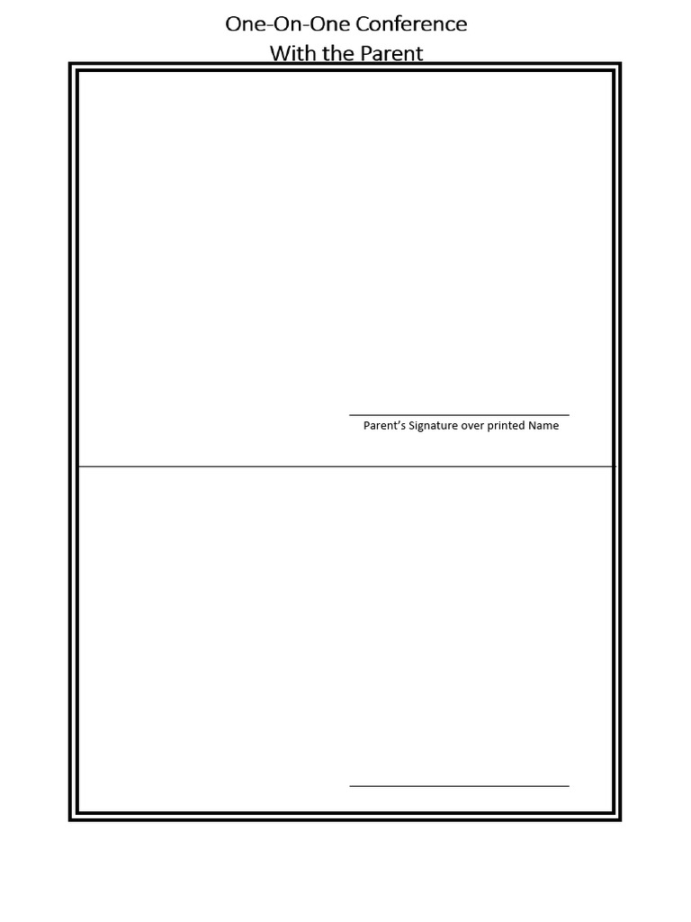 23 One On One Conference With The Parent | PDF