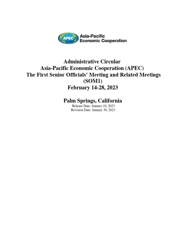 APEC SOM1 Administrative Circular v. 2 | PDF | Travel Visa