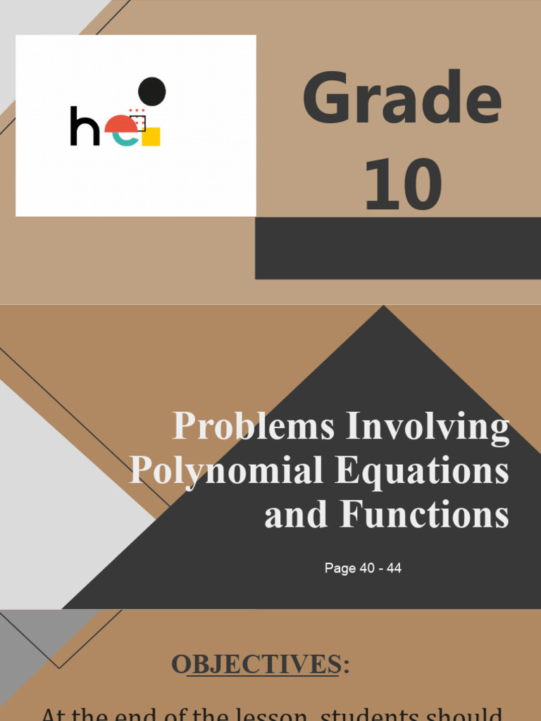 Problems Involving Polynomial Equations and Functions | PDF