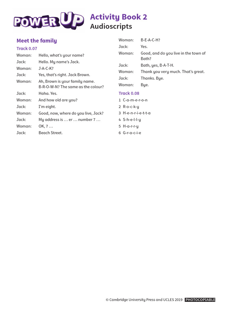 Power Up AB2 Audioscripts | PDF