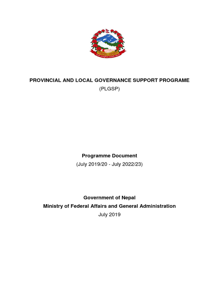PLGSP Program Document | PDF | Governance | Federalism