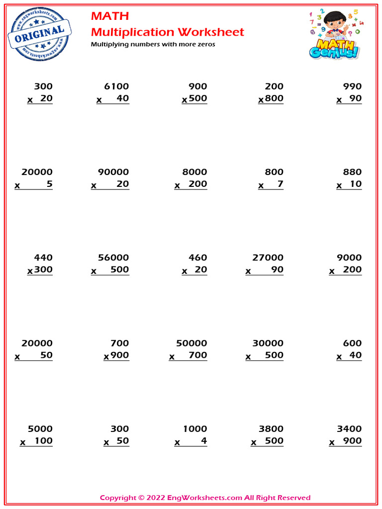 Multiplying Numbers With More Zeros 7316 | PDF