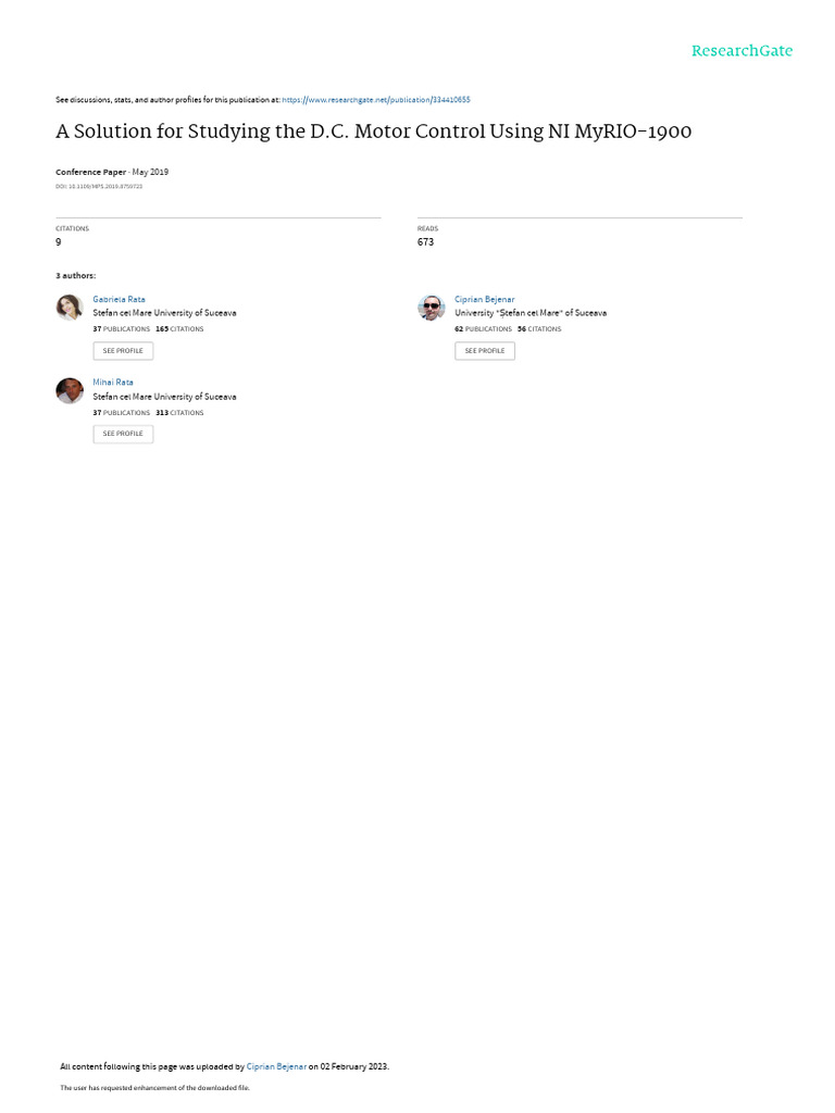 A Solution For Studying The D.C. Motor Control Using NI MyRIO-1900 ...
