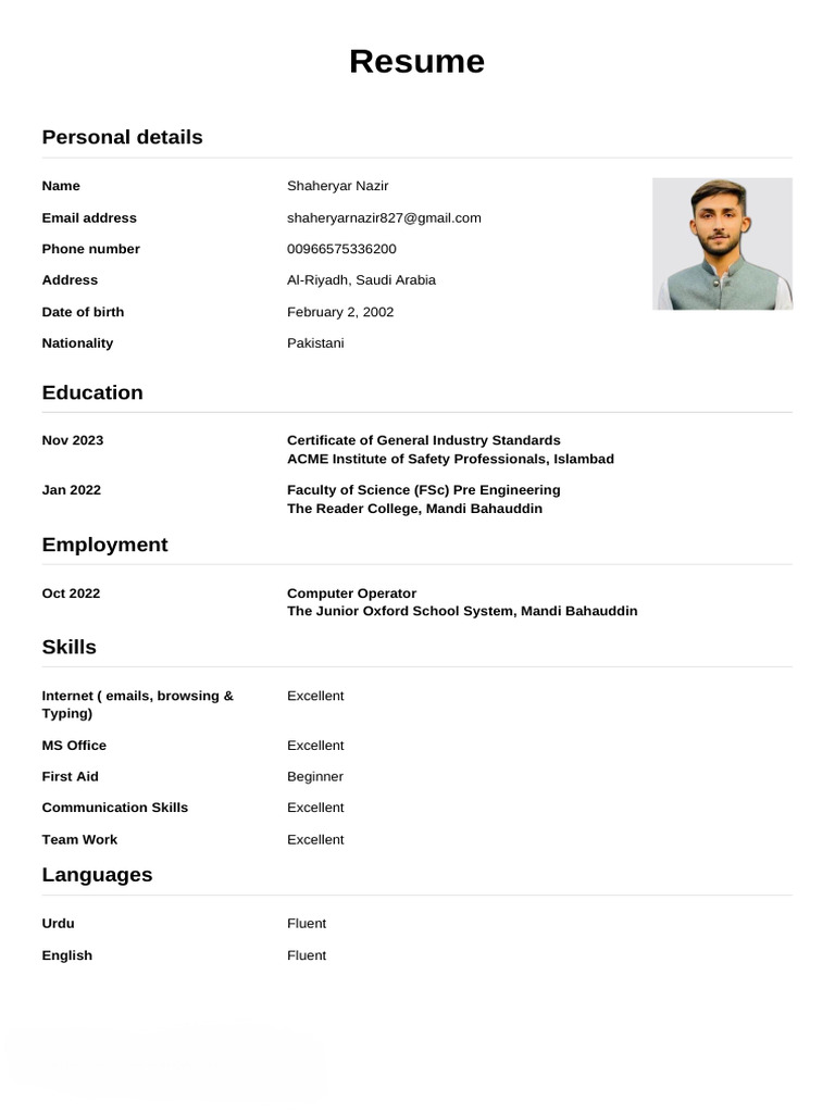 Resume Shaheryar Nazir Pages 2 | PDF