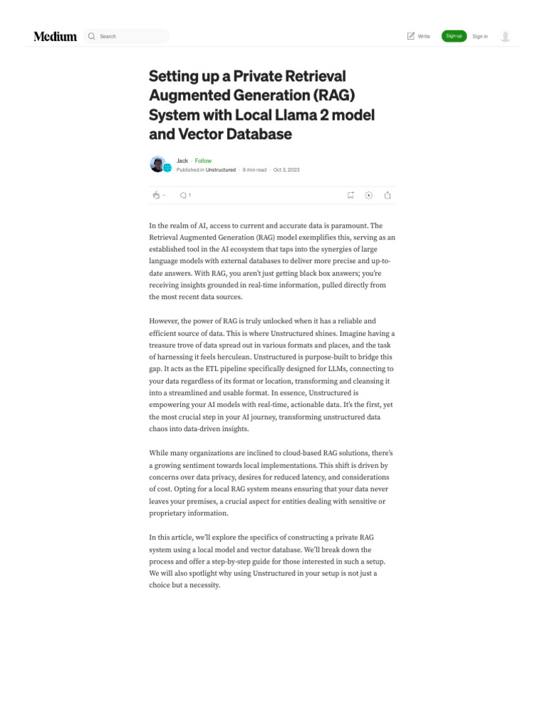 Medium Com Unstructured Io Setting Up A Private Retrieval Augmented Generation Rag System With ...