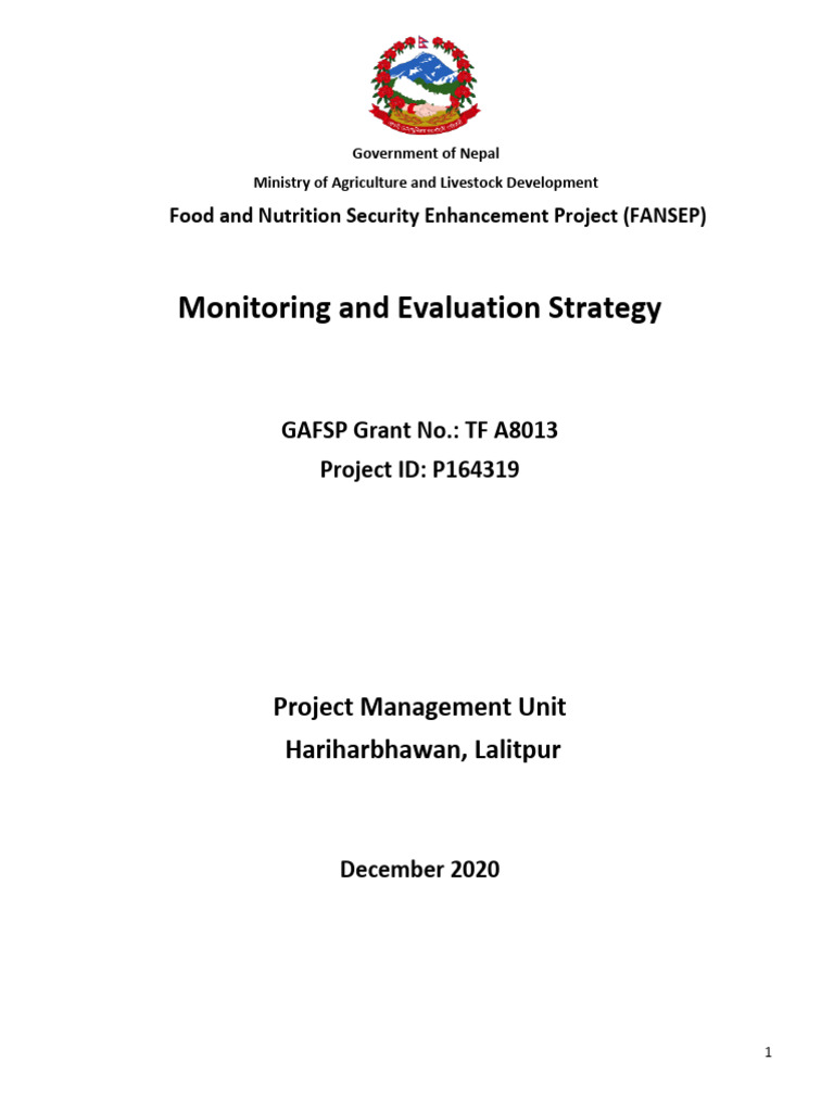 FANSEP Monitoring and Evaluation Strategy | PDF | Food Security | Food And Agriculture Organization