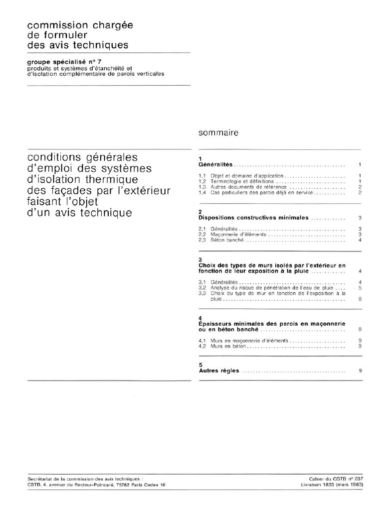 CSTB Cahier 237 - Conditions Générales ITE Suivant ATec | PDF