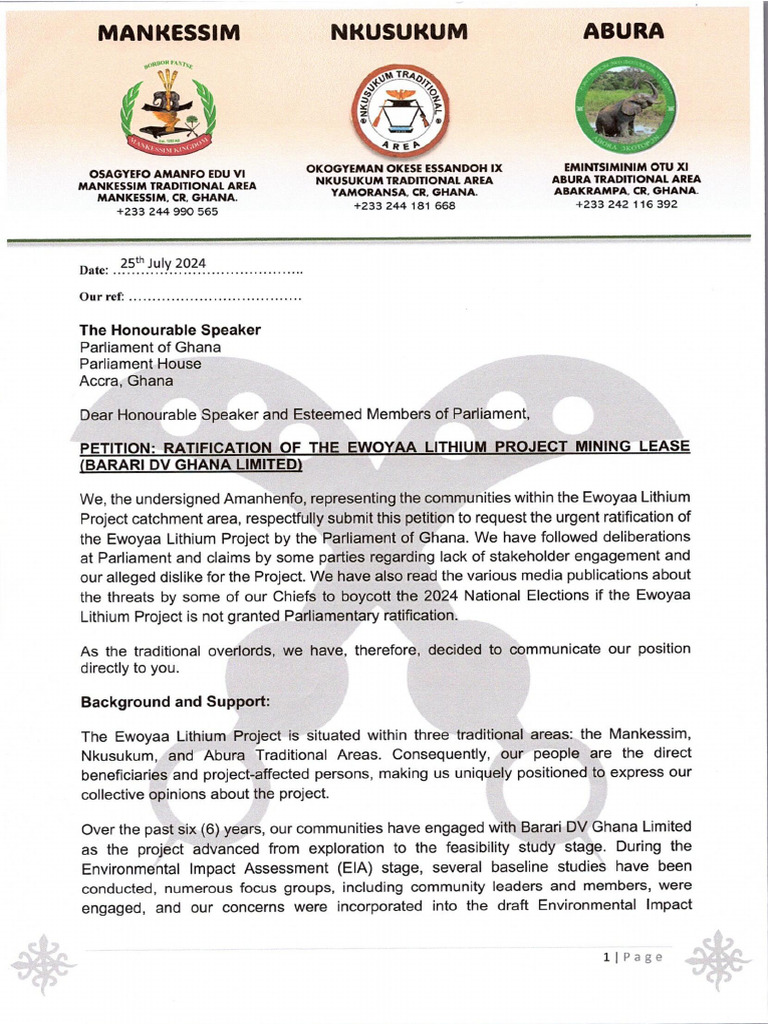 Paramount Chiefs Petition To Paliament of Ghana-25 - 240729 - 085220 | PDF