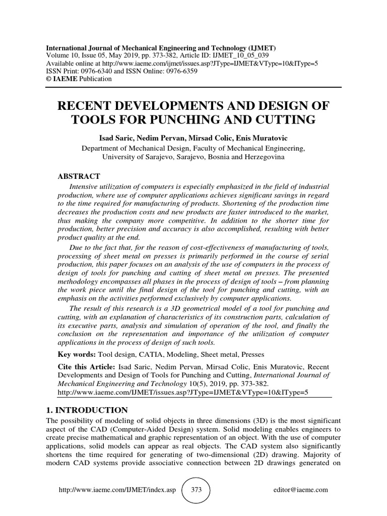 Recent Developments and Design of Tools For Punching and Cutting | PDF ...