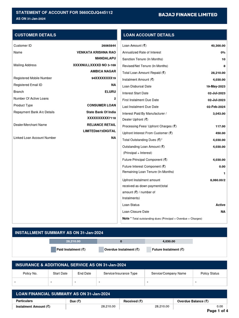 5660CDJQ445112 Soa | PDF | Interest | Loans