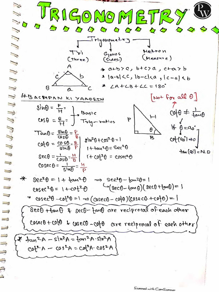 Trigonometry - Hand Written Notes - Prayas JEE 2024 | PDF | Teaching ... Trigonometry - Hand Written Notes - Prayas JEE 2024 | PDF | Teaching ...