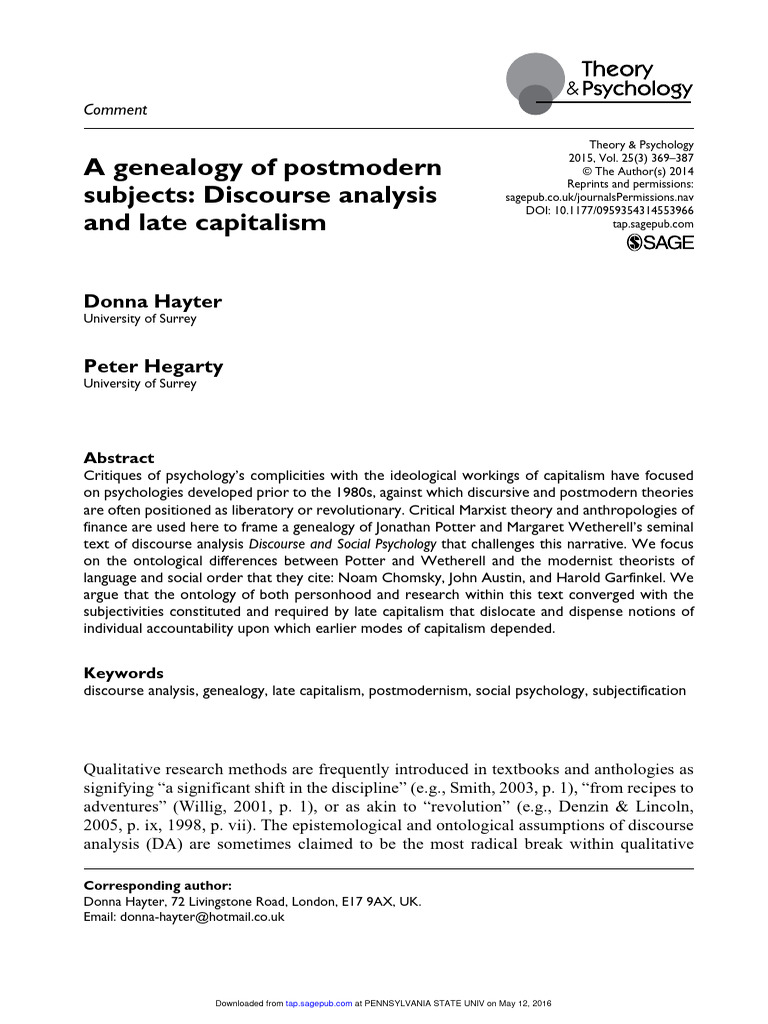A Genealogy Of Postmodern Pdf Discourse Postmodernism