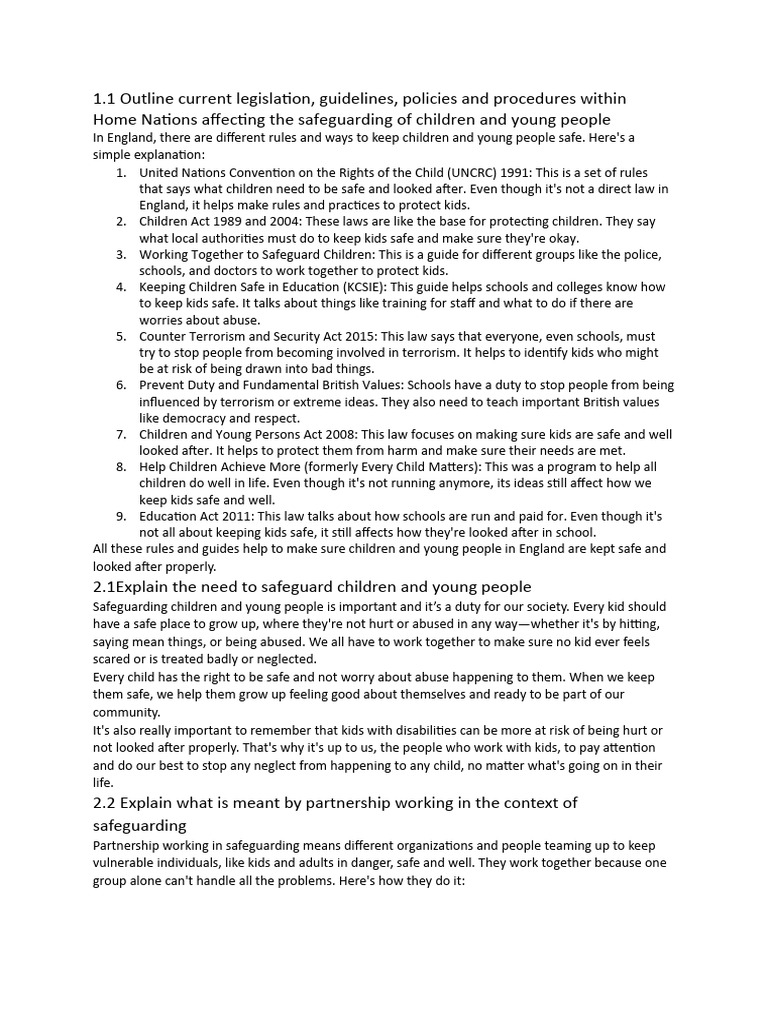 C3 - Understand How To Safeguard Children and Young People | PDF ...