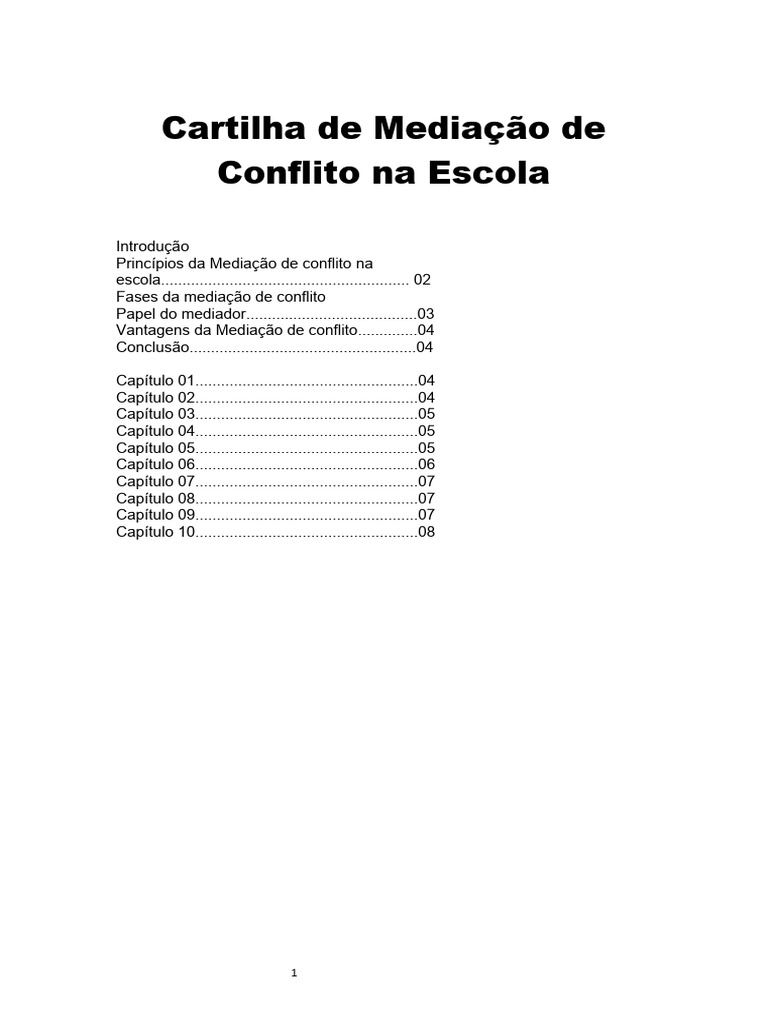 Cartilha de Mediação de Conflito na Escola | PDF | Mediação ... Cartilha de Mediação de Conflito na Escola | PDF | Mediação ...