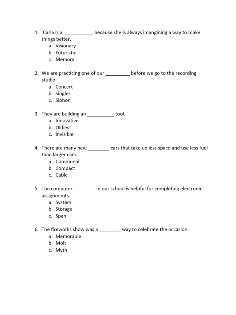 El Example Question Grade 3 | PDF