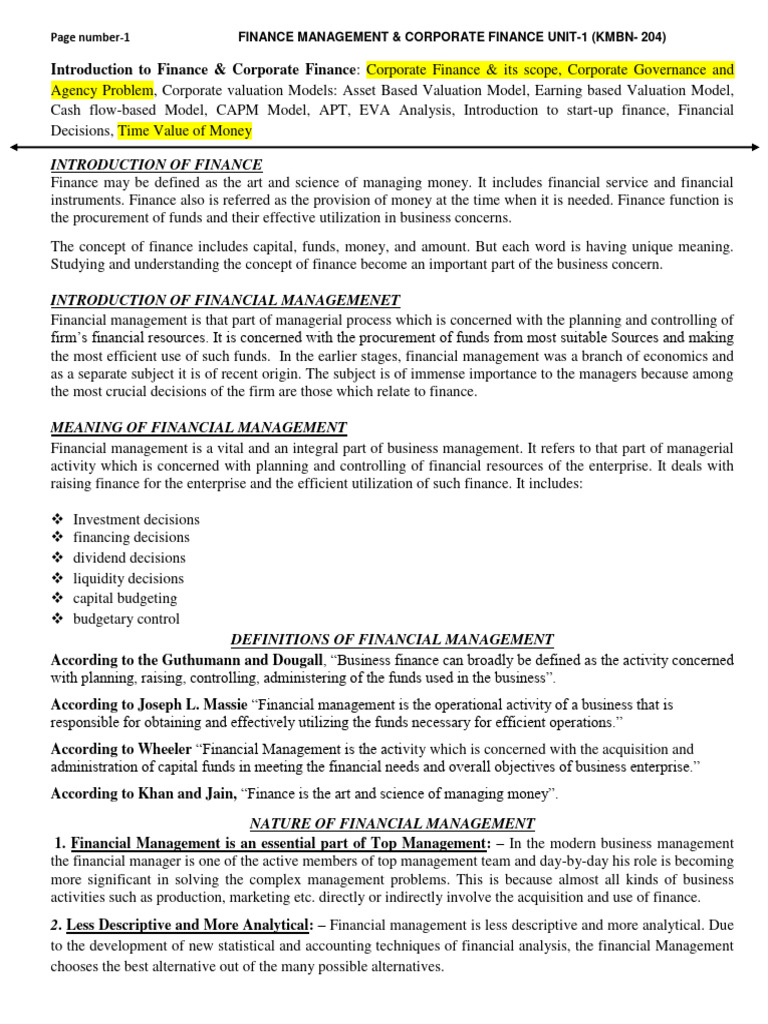 Unit-1 Updated (Financial Management) | PDF | Present Value | Business