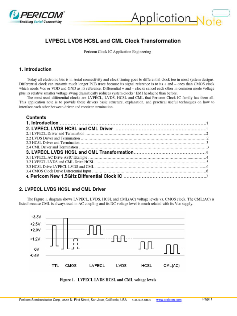 LVPECL LVDS HCSL and CML Transform Technique AN | PDF | Electrical ...