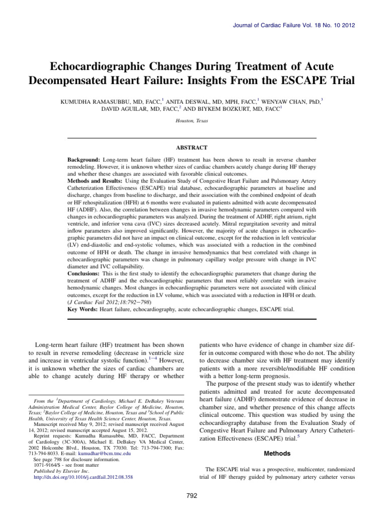 Echocardiographic Changes During Treatment of ADHF | PDF ...