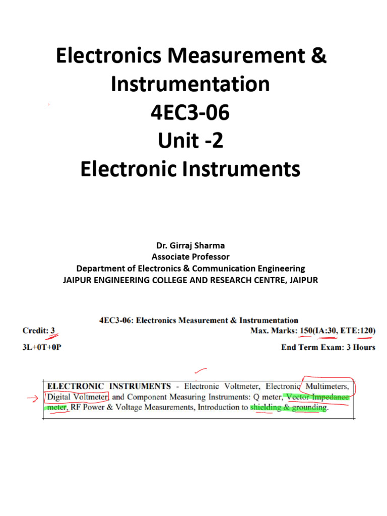 Unit 2 - Electronic - Measurement | PDF | Electromagnetism | Materials Science