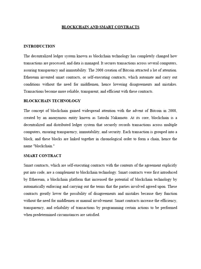 Blockchain and Smart Contracts | PDF | Computing