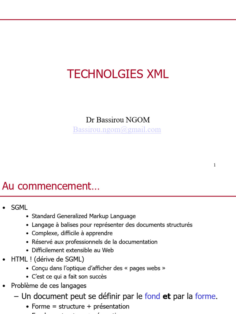 XML Cours | PDF | XML | Html