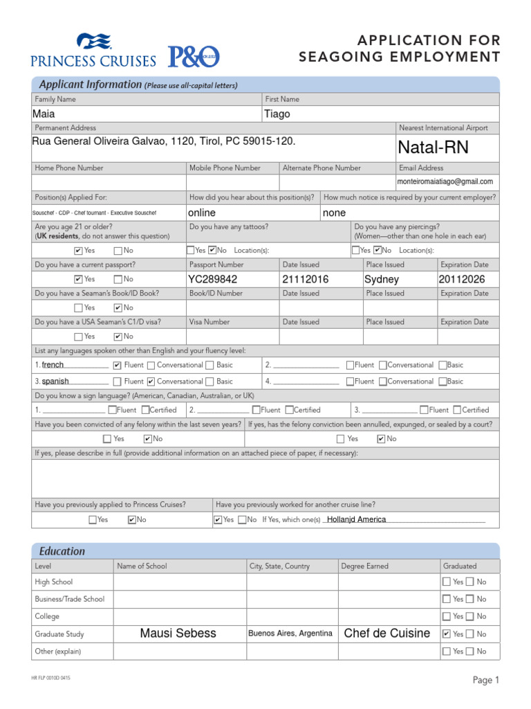 Application For Seagoing Employment2 | PDF