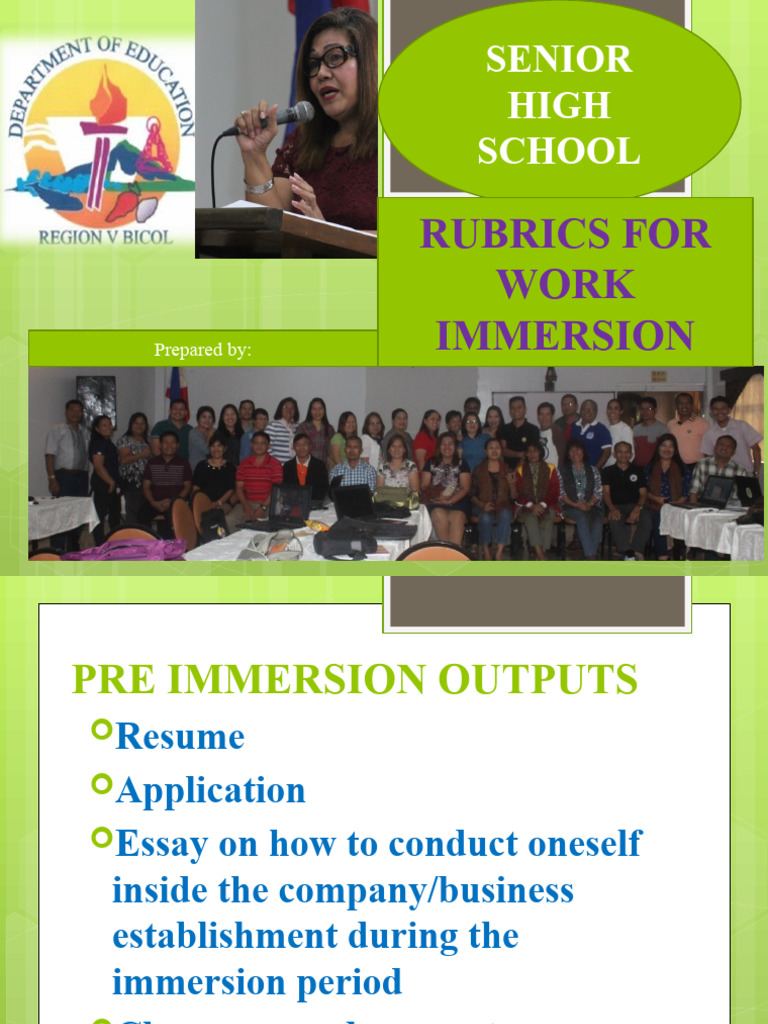Rubrics For Work Immersion | PDF | Human Communication