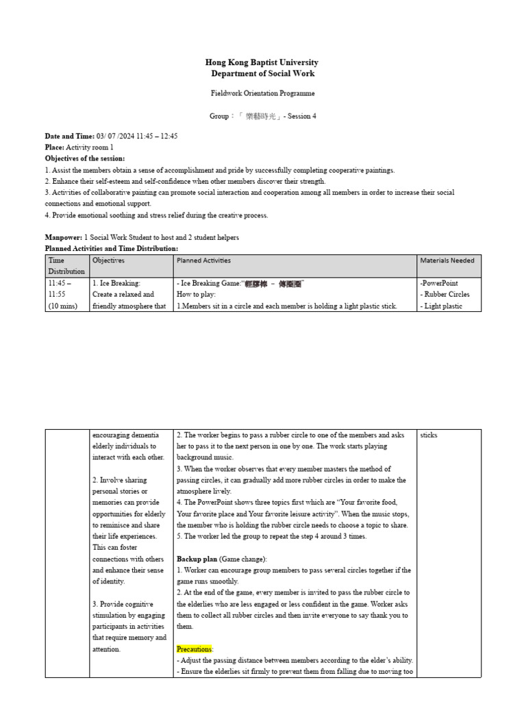 Group Session Plan 4 Vr.1 | PDF | Paintings | Feeling