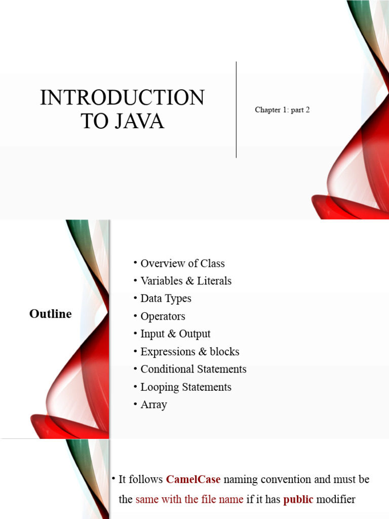 Introduction To Java | PDF | Data Type | Variable (Computer Science)