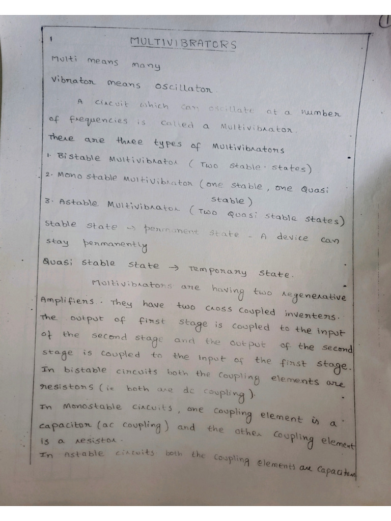 ECA Unit-3 (Multivibrators) | PDF
