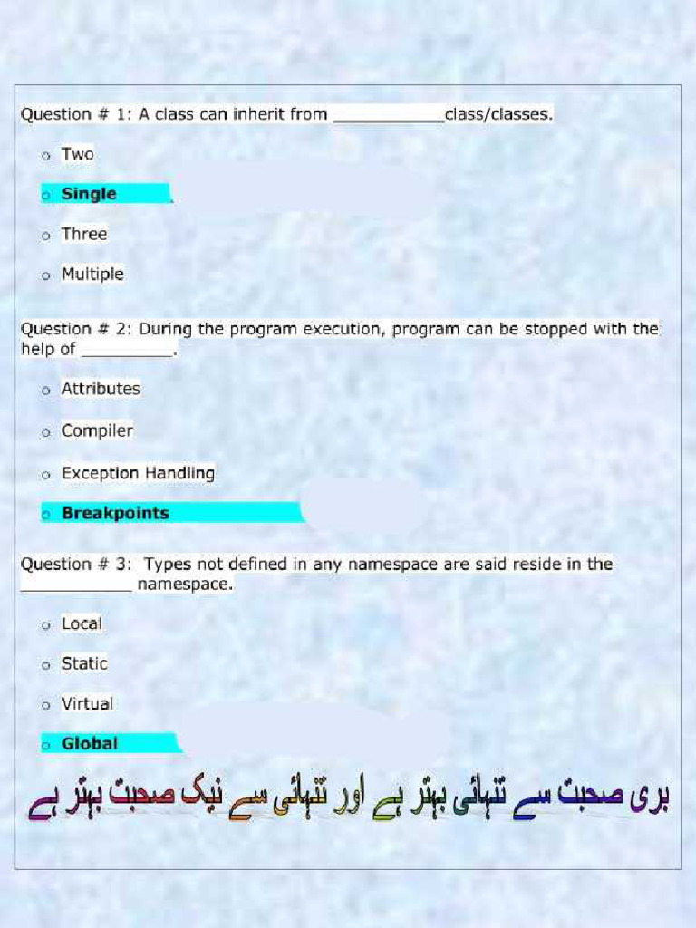 CS 411 2014 Past Papers Objective Type | PDF