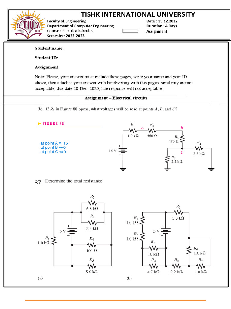 Electrical Circuits Assignment Guide Pdf