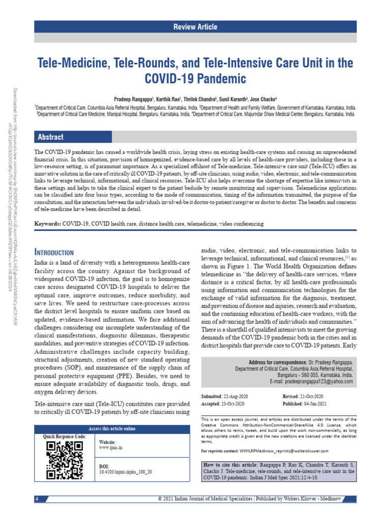 Tele Medicine, Tele Rounds, and Tele Intensive.2 | PDF | Health Care ...