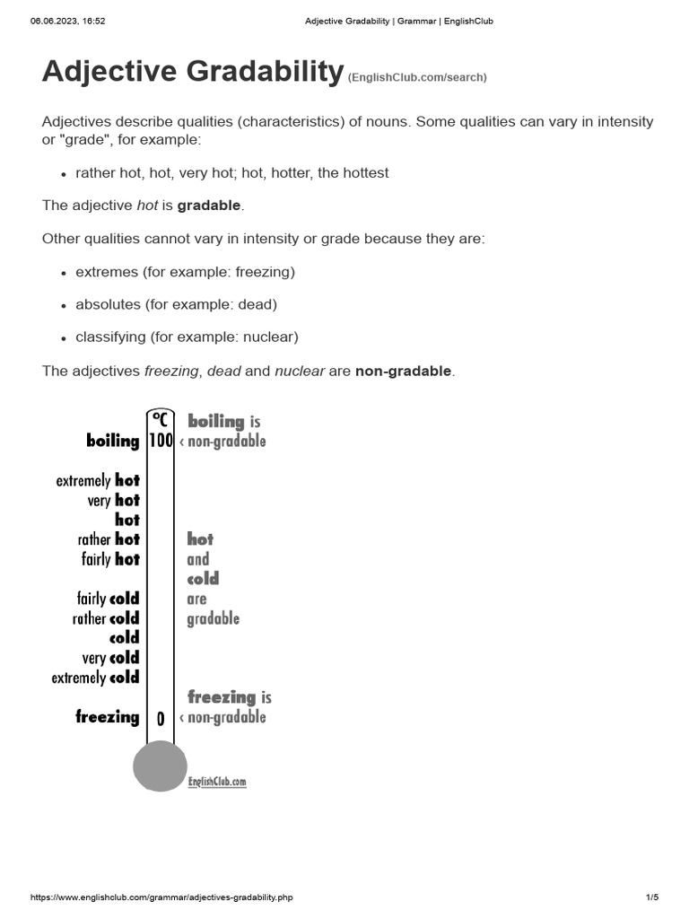 Adjective Gradability _ Grammar _ EnglishClub | PDF | Adjective | Adverb
