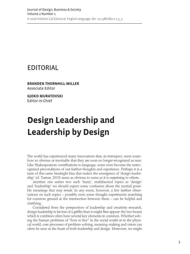 Design Leadership Editorial | PDF | Creativity | Leadership