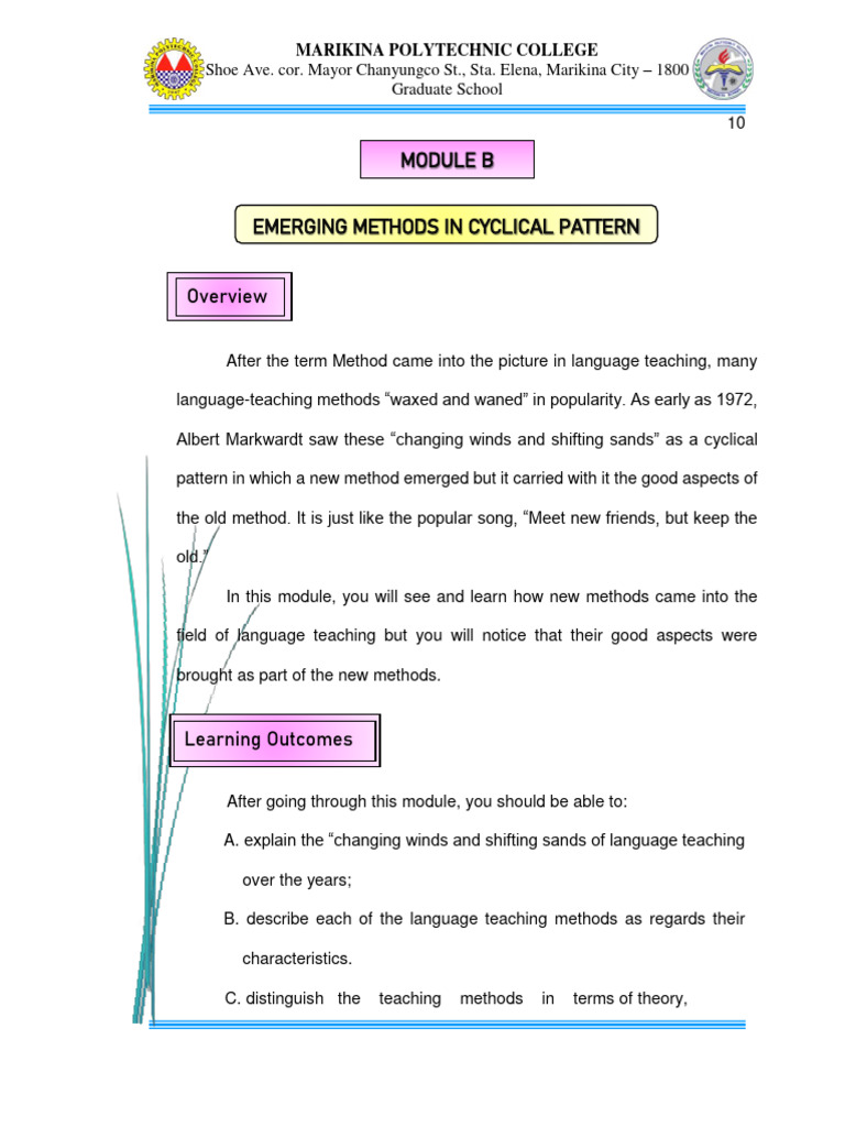 Principles - Chapter 1 MODULE B 1 | PDF | Language Education | Behavior Modification