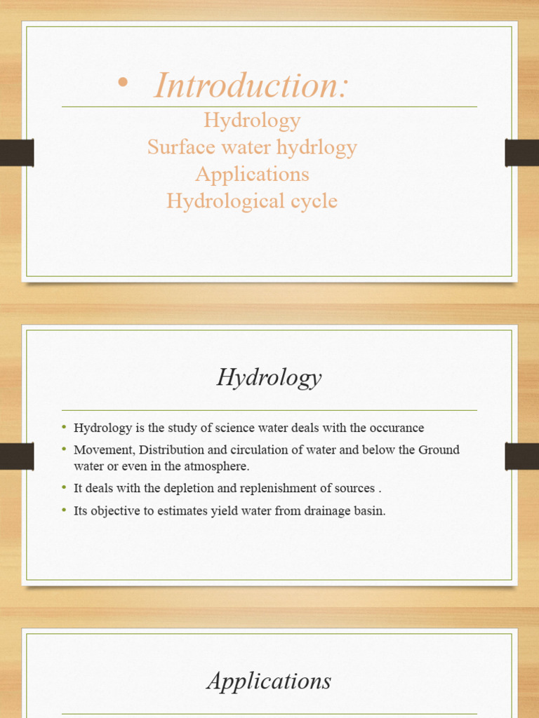 Lecture 1 Introduction of Hydrology | PDF | Hydrology | Water Cycle