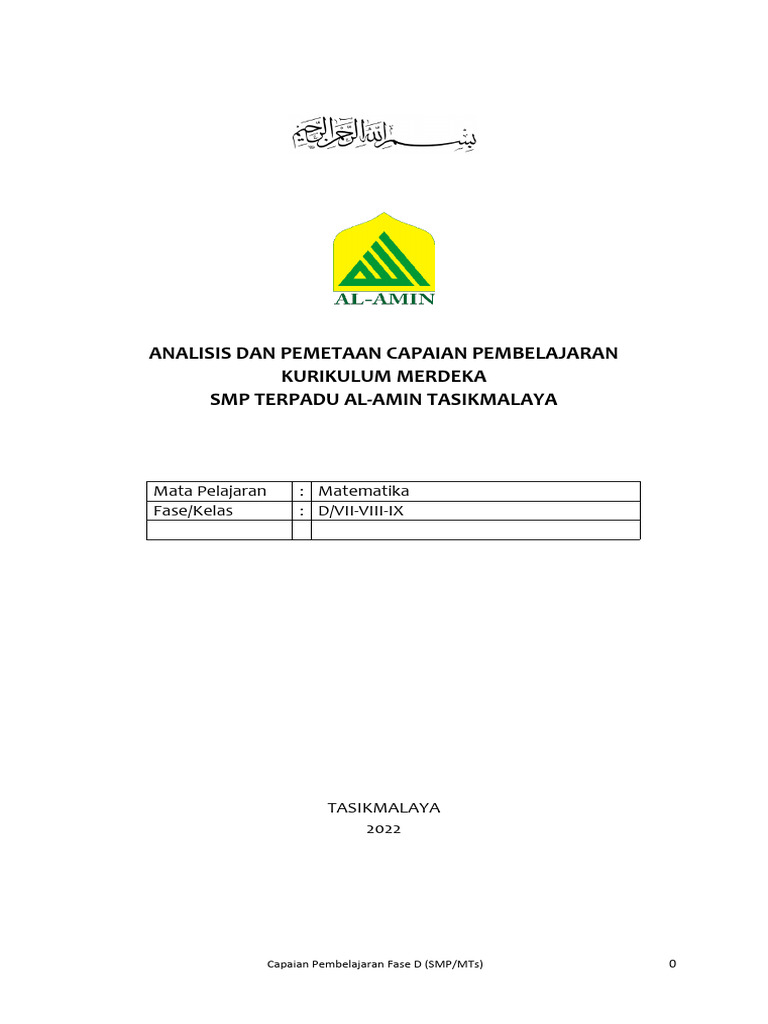 Analisis Dan Pemetaan CP (Matematika) | PDF
