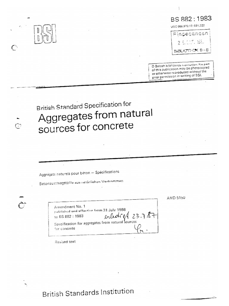 BS882 Aggregates For Concrete | PDF