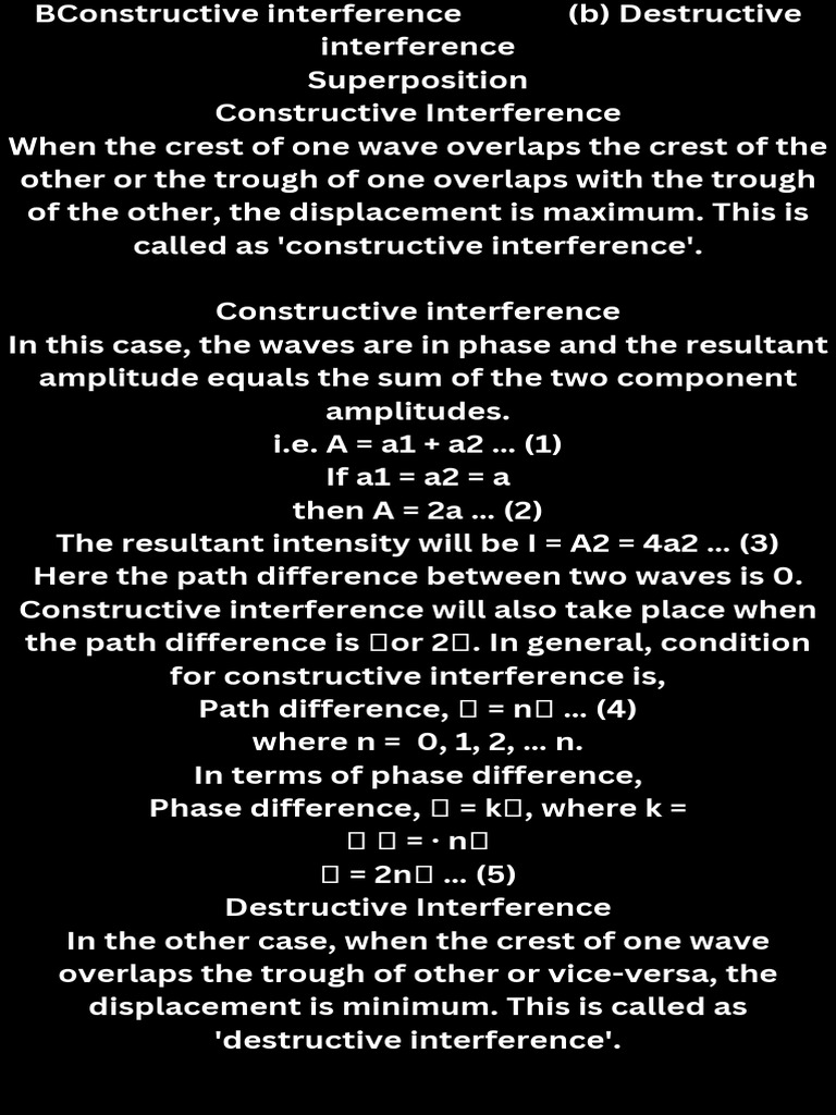 BConstructive Interference (B) Destructive Interference Superposition ...