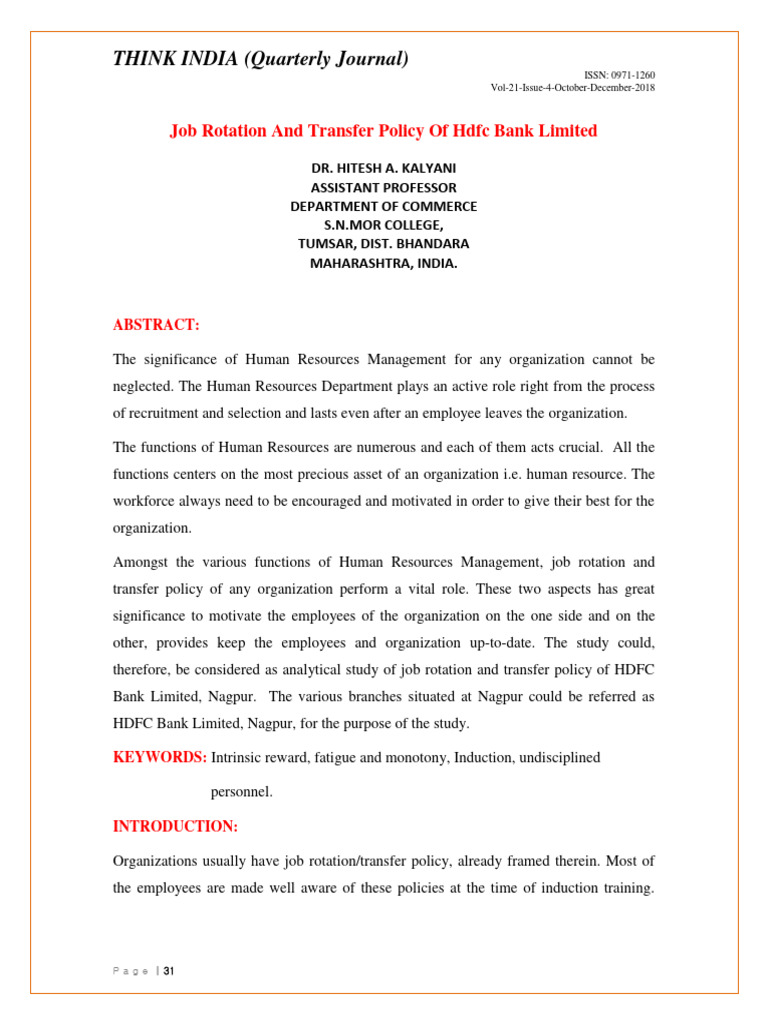 Job Rotation & Transfer Policy | PDF | Employment | Sampling (Statistics)