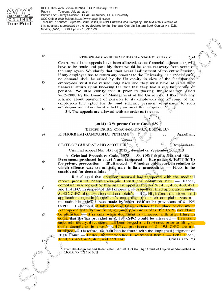 Kishorabhai Petani Case1 SC | PDF | Justice | Crime & Violence