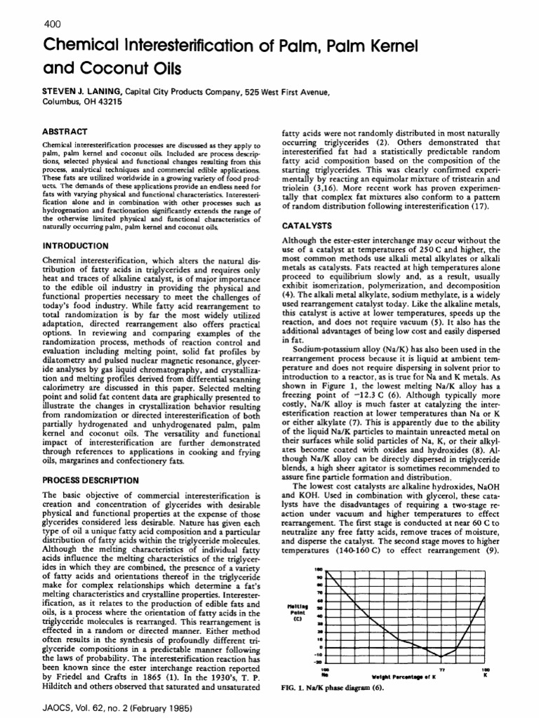 Chemical Interesterification of Palm, Palm Kernel | PDF | Differential ...