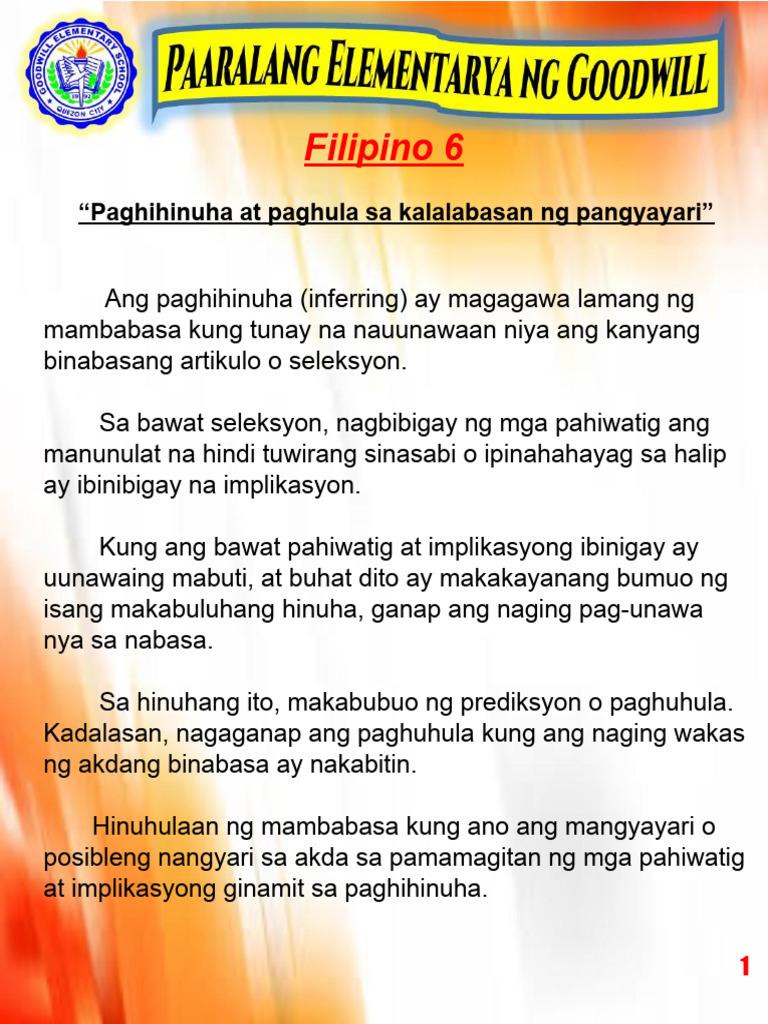 Paghinuha at Paghula Sa Kalalabasan NG Pangyayari | PDF