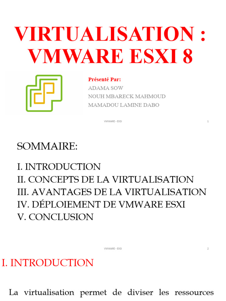 Presentation ESXI 8 en M2 2024 | PDF | Virtualisation | VMware
