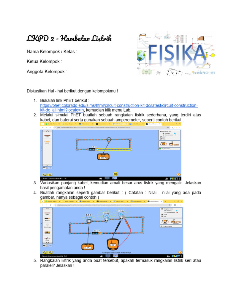 Eksperimen Hambatan Listrik PhET | PDF