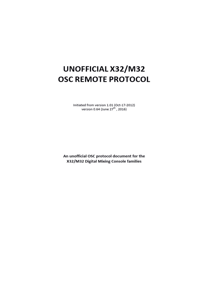 Unofficial x32 Osc Remote Protocol | PDF | Computer Network | Port (Computer Networking)